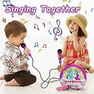 Kids Karaoke Machine for Girls Boys with 2 Microphones Toddler Singing Bluetooth Toys Children Karaoke Singing Machine Recording Voice Changing Speaker for Party Age 3-12