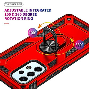 SunRemex Galaxy A53 5G Case [Military Grade] with Tempered Glass Protector & Kickstand - Red