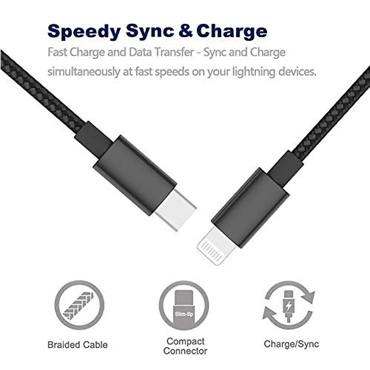 Apple MFi Certified USB C to Lightning Cable Made for iPhone X/XS/XR/XS Max / 8/8 Plus, Supports Power Delivery (for Use with Type C Chargers) 4FT (Black)