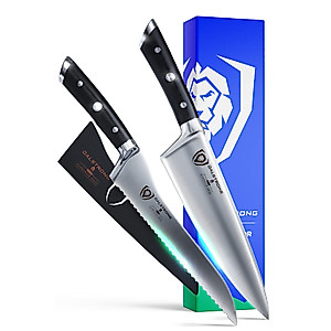 Dalstrong Gladiator Series Serrated Offset Bread Knife 8" Bundled with Chef Knife 8" - Elite - NSF Certified