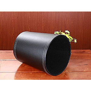 PU Leather Trash Cans Waste Paper Basket,2.6 Gallon Classic Garbage Bin Without lid for Living Room,Kitchen,Office,Hotel (Black)