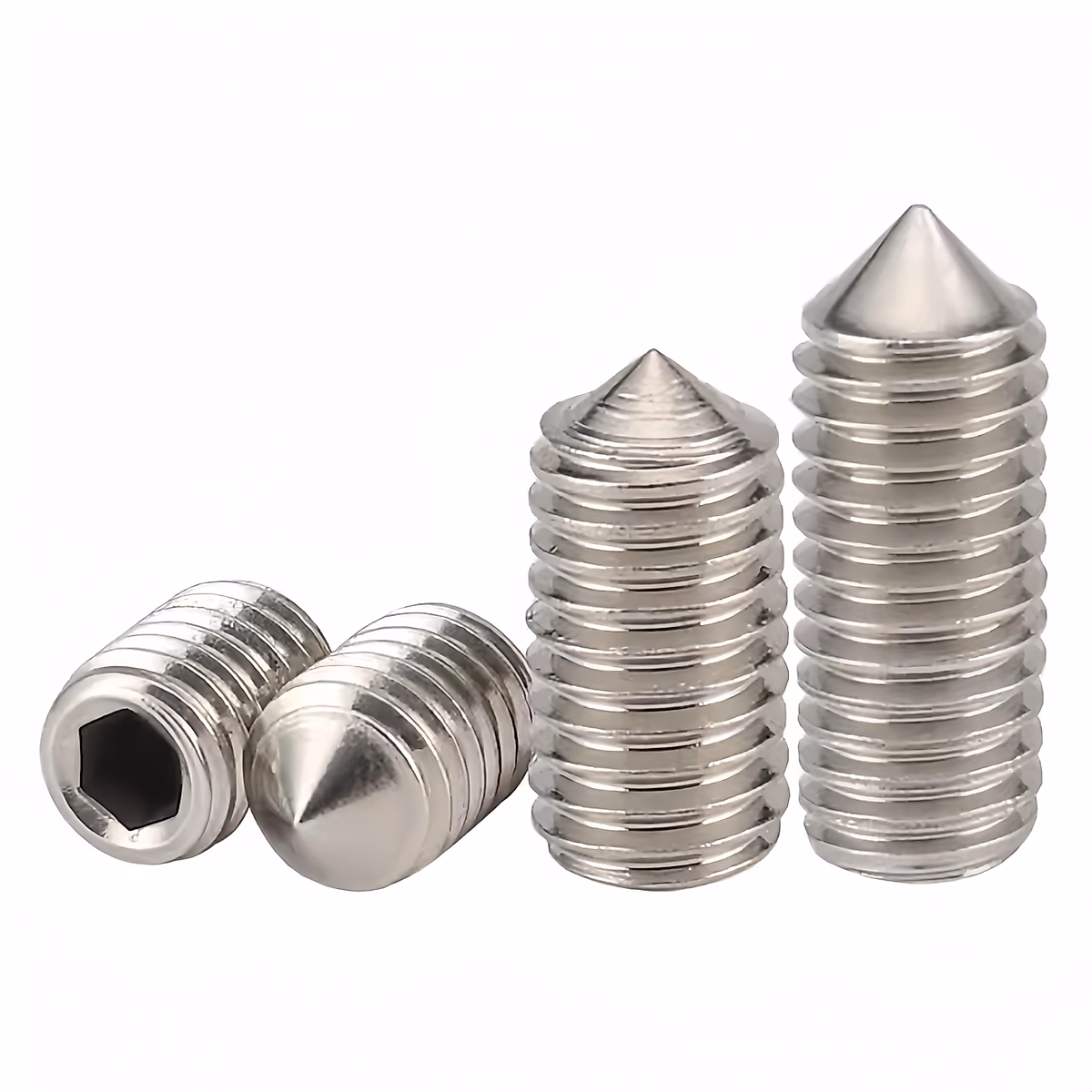 M3 x 8mm Cone Point Screws, Hex Socket Set Screws, Metric Grub Screws, A2-70, DIN914 Stainless Steel, 250Pcs
