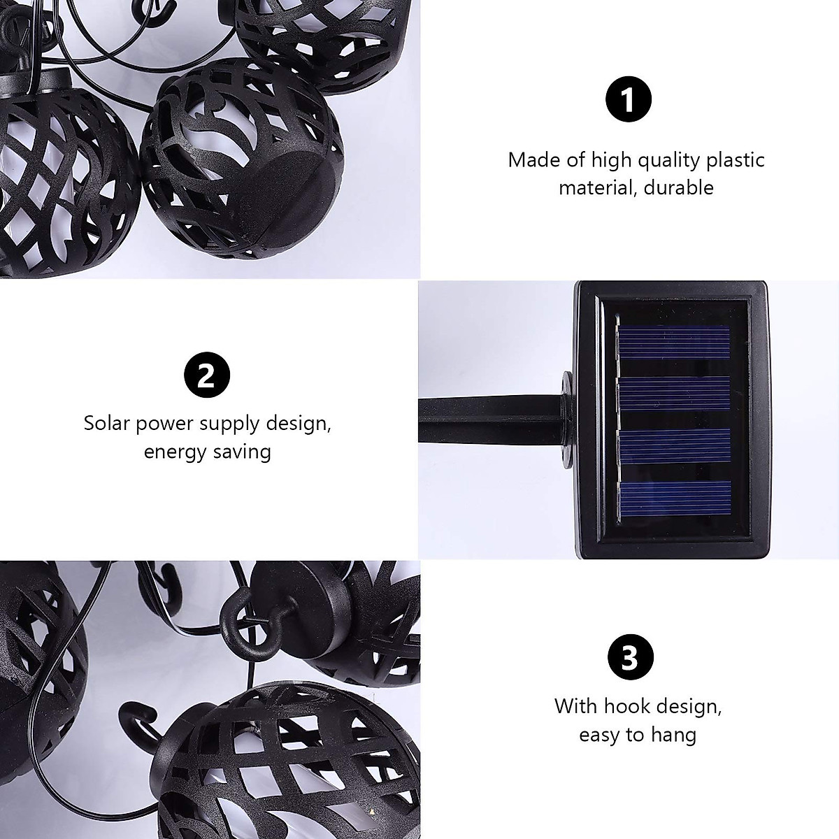 Uonlytech Creative Lantern Shape String Light String Flame Garden Lights Plastic LED String Lights