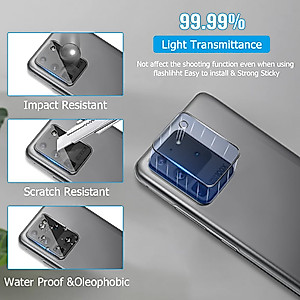 [2+2Pack] Galaxy S20 Ultra Screen Protector with Camera Lens Protector,[9H Hardness] [Anti Scratch] [3D Curved] [HD Tempered Glass] for Samsung Galaxy S20 Ultra 5G (6.9 Inch)