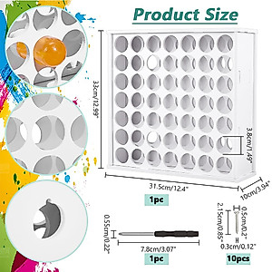 NBEADS 49-Hole Craft Paint Storage Organizer, 12.4x3.94x12.99 Inch Vertical Paint Rack Stand Plastic Paint Organizer Stands Pigment Wall Mounted Storage Rack for Art Supplies Painting, White