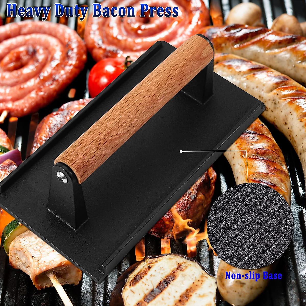 Breakfast Kit for Blackstone Grill, 7 Piece Griddle Accessories Set - Including Pancake Batter Dispenser, Bacon Press, Egg Rings, Hamburger Press Patty Maker