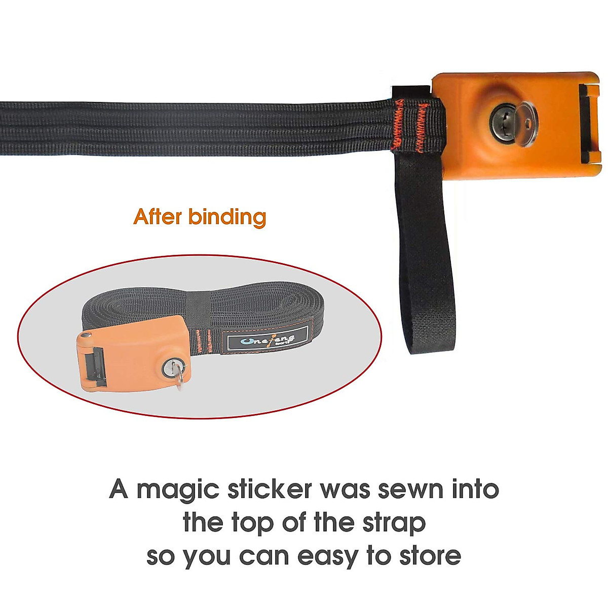 Onefeng Sports Lockable Tie Down Strap with 3 Stainless Steel Cables 'No Scratch' Silicone Buckle to Prevent Anyone from Taking Your Surfboards, Paddle Boards 2 Pack