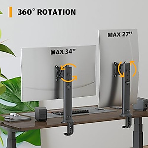 HEMUDU Single Desk Monitor Arm Mount Stand Fit for 13 inch to 32 inch Flat Curved Computer Screen with Swivel, Height Adjustable, Rotation,Holds up to 77lbs, Black