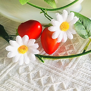 Sezrgiu Artificial Strawberry Flower Plant Vine Strawberry White Flowers Garland for Valentine's, Wedding Birthday Garden Festival Indoor Decor (Strawberry Vine)