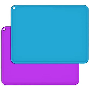 Kids Placemats, Silicone Baby Placemats for Kids Toddler Children Reusable Non-Slip Table Mats, Baby Food Mats for Restaurant, 2 Pack, Purple/Blue