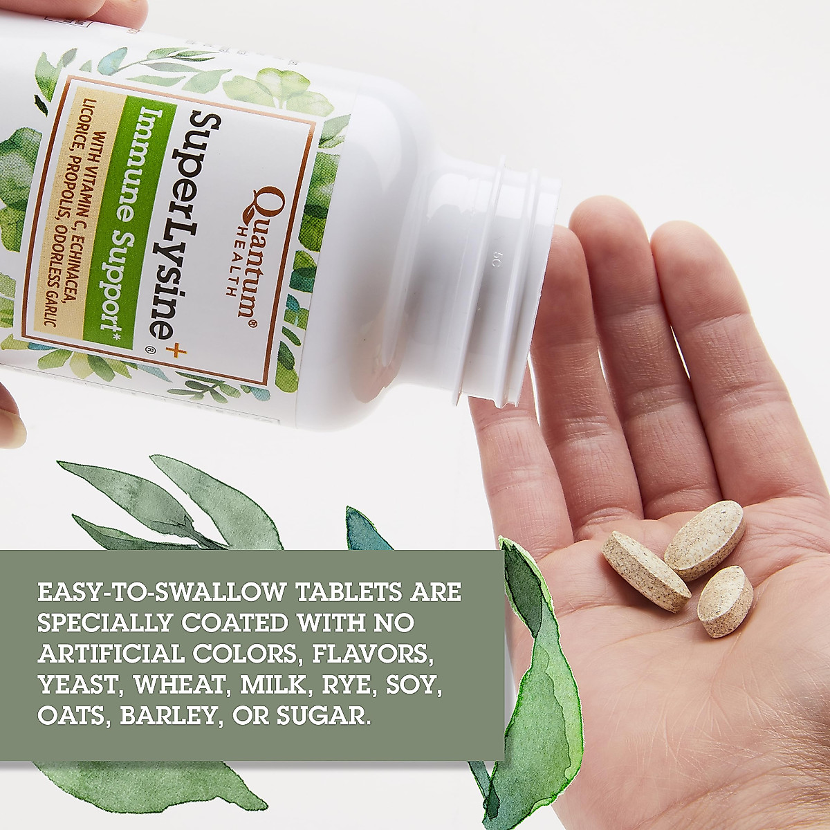 Quantum Health Super Lysine+ / Advanced Formula Lysine+ Immune Support with Vitamin C, Echinacea, Licorice, Propolis, Odorless Garlic (180 Tablets), Packaging may vary