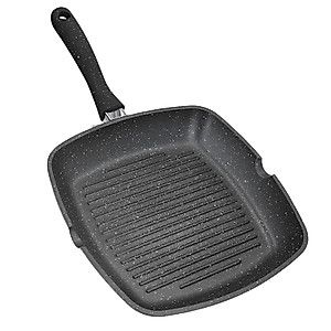 Nonstick Grill Pan,Square Griddle Pan,Aluminum Skillet Steak Bacon Pans with Detachable Handle for Restaurant Indoor Outdoor Barbecue Frying Sauteing Black
