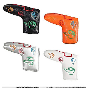 DBYAN Black Thumb Patterned Design Blade Golf Putter Head Cover with Velcro Closure