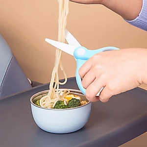 Kare & Kind Ceramic Baby Food Scissors - Blue - With Dust Cover and Storage Case - Cut Baby Food Easily - Ideal for Noodles, Meat, Chicken, Veggies and Fruits (Blue - 1 Pack)
