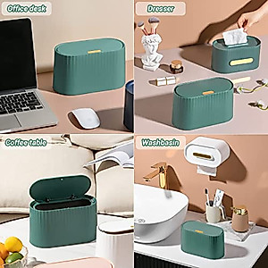 GILIF Mini Desktop Trash Can with Lid,Tiny Press Type Garbage Can with 90pcs Trash Bags,Small Little Cute Countertop Bathroom Waste Bin
