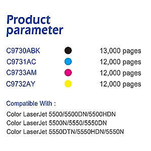 EASYPRINT Compatible 645A (C9730A C9731A C9732A C9733A) Toner Cartridges Replacement for Color Laserjet 5500, 5500n, 5500dn, 5500dtn (BK/C/M/Y, Total 4-Pack)