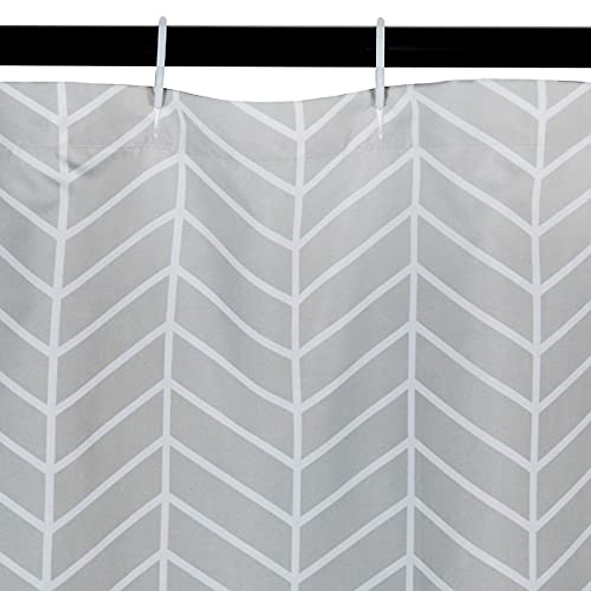 Amazon Basics Microfiber Grey Herringbone Printed Pattern Bathroom Shower Curtain - Grey Herringbone, 72 Inch