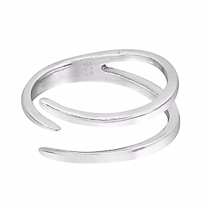 AeraVida Contemporary Double Banded .925 Sterling Silver Wraparound Ring (10)
