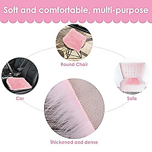 Sibba Faux Fur Area Rugs Chair Pad Protectors 12 inch Mini Square Cover Seat Fuzzy Cushion Carpet Mat Soft Fluffy Rug Couch for Living Bedroom Sofa Nail Art Photography Background Locker Decor (Pink)