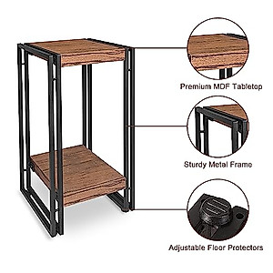 fusehome 22 inch Plant Stand Table, 2 Tier Plant Shelves Indoor Flower Pots Stand Holder Modern Corner Plant Stand Rack Shelves Square Plant Tables for Office Living Room, Balcony