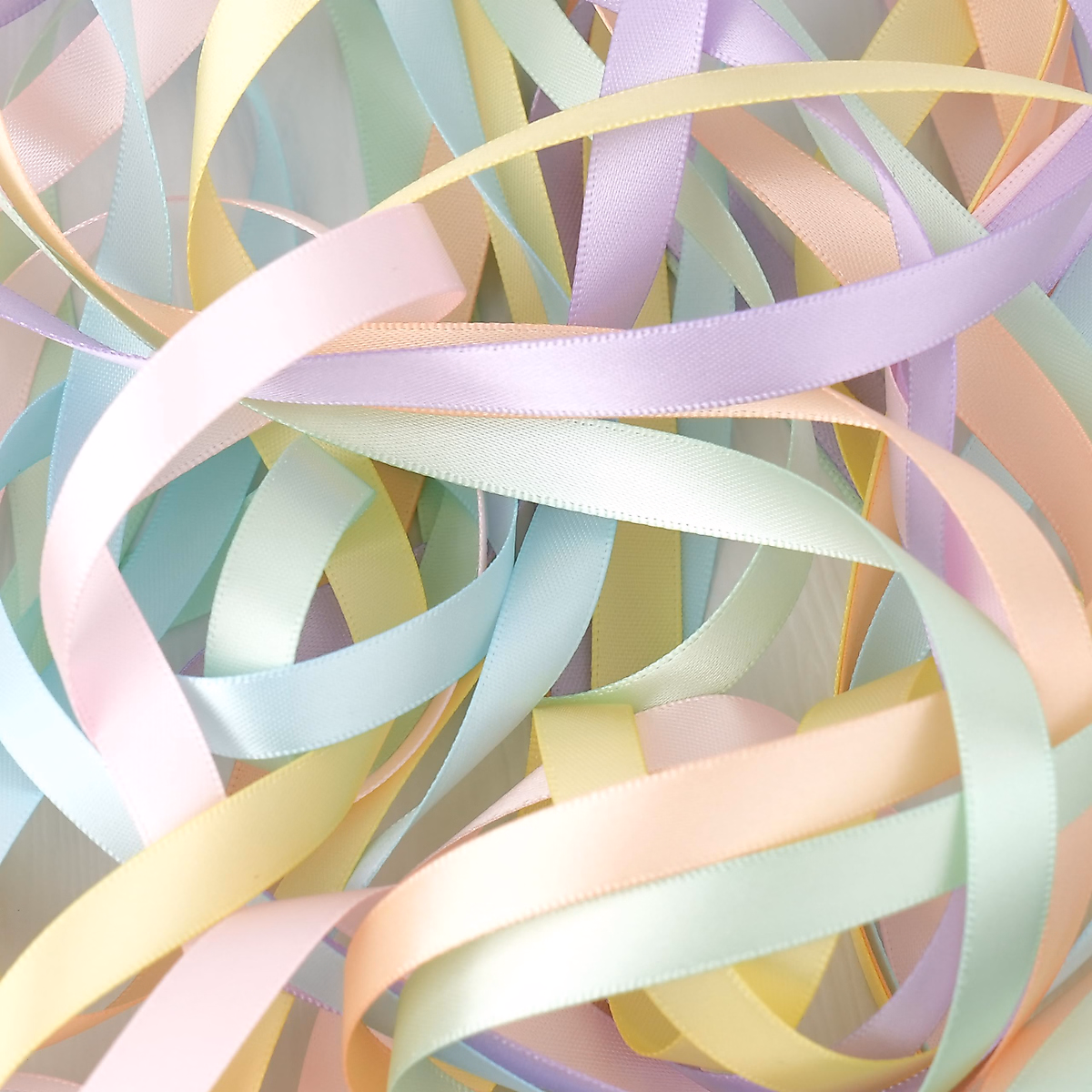 DINDOSAL Pastel Ribbon Assortment - 3/8" Double Face Satin Ribbon, 6 Rolls, 60 Yards for Gift Wrapping, Wedding Party Decorations