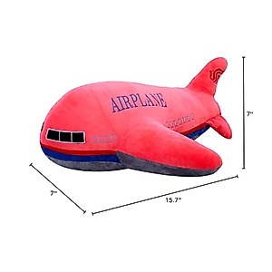 zxmbeddings 15.7" Airplane Plush Stuffed Aircraft Pillow Model Plane Toys,Gifts for Kids,Red
