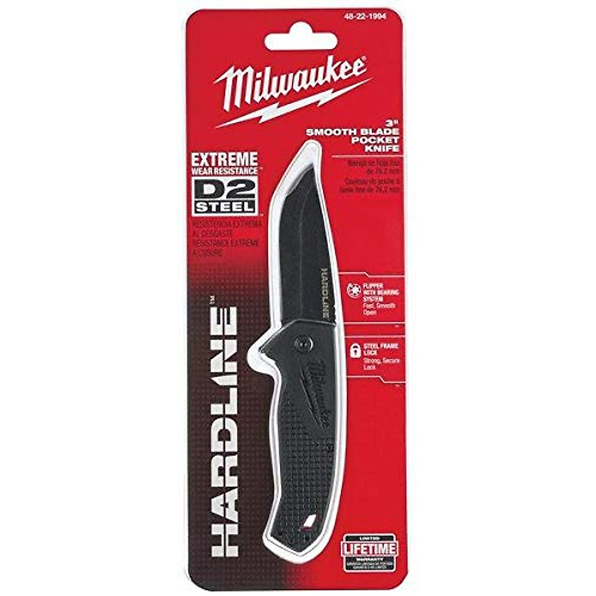 Milwaukee Electric Tool 48-22-1994 3" Hardline Smooth Blade Pocket Knife, 1" x 10.24" x 3.9"