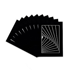 Pack of Ten Acid Free 16x20 Mats Bevel Cut for 13x15 Photos - Black Suede Precut Matboards With Backing Boards and Self Seal Photo Mat Bags For Pictures, Photos, Framing - 4-ply Thickness