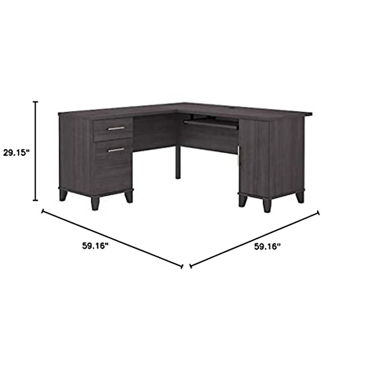 Bush Furniture Somerset 60W L Shaped Desk with Storage in Storm Gray