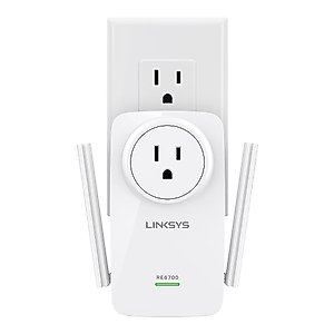 Linksys RE6700: AC1200 Amplify Cross-Band Wi-Fi Extender, Wireless Range Booster, Gigabit Ethernet Port, Spot-Finder Technology (White)