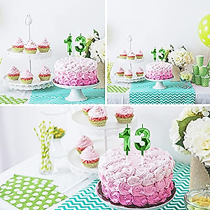 13th Birthday Candles Cake Numeral Candles Happy Birthday Cake Candles Topper Decoration 3D Design Number Candles Cupcake Topper for Birthday Wedding Anniversary Celebration Favor, Green