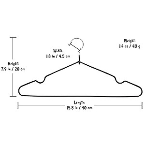 Miness Standard Black Non-Slip Sleek Metal Clothing Hangers, Pack of 10