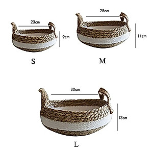 Ochine Seagrass Storage Baskets Round Wicker Baskets Hand-Woven Storage Baskets with Handles Seagrass Wicker Basket Handwoven Storage Baskets Hand-Woven Storage Organizer Baskets Bins for Organizing