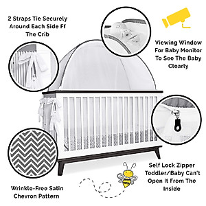 Crib Tent by Pro Baby Safety - Crib Topper Net with Viewing Window – See Through Soft Silky Mesh - Zippered Safety Top for Mosquito Bites and Falling Protection for Infant