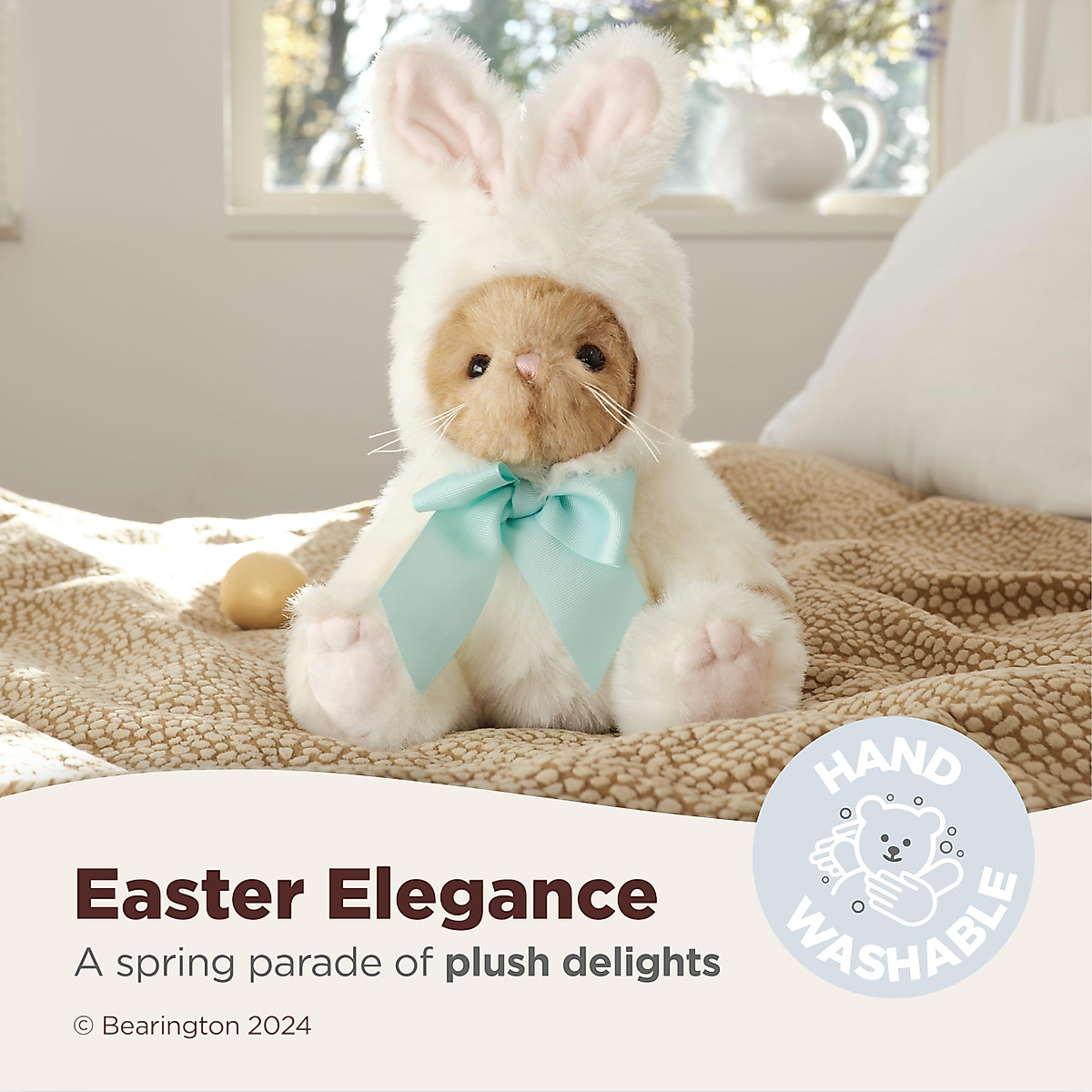 Bearington Harey The Easter Teddy Bear Bunny, 10 Inch Stuffed Easter Bunny