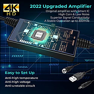 2023 Latest Amplified Digital HD TV Antenna 330 Miles Range, Indoor HD Antenna Ultra-Large Area Reception Support 4K 1080p All Older TV's, Smart Signal Booster Antenna/18ft Coaxial HDTV Cable