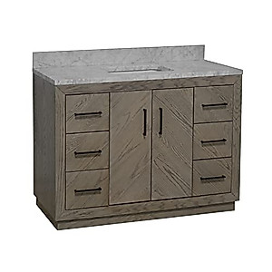 Peyton 48-inch Bathroom Vanity (Carrara/Gray Oak): Includes Gray Oak Cabinet with Stunning Carrara Marble Countertop and White Ceramic Sink