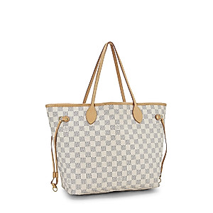 Louis Vuitton, Pre-Loved Damier Azur Neverfull MM NM, White