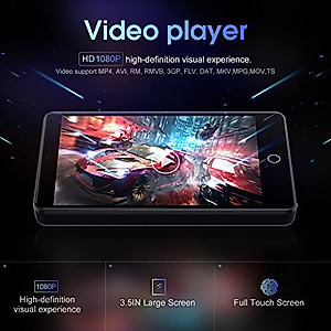 Mp3 Player with Bluetooth and WiFi, Oilsky 3.5IN 1080P Full Touch Screen MP4 with Speaker, Portable Digital HiFi Sound Audio Player with FM Radio, Recording, E-Book, Browser, Max Support 512GB TF Card