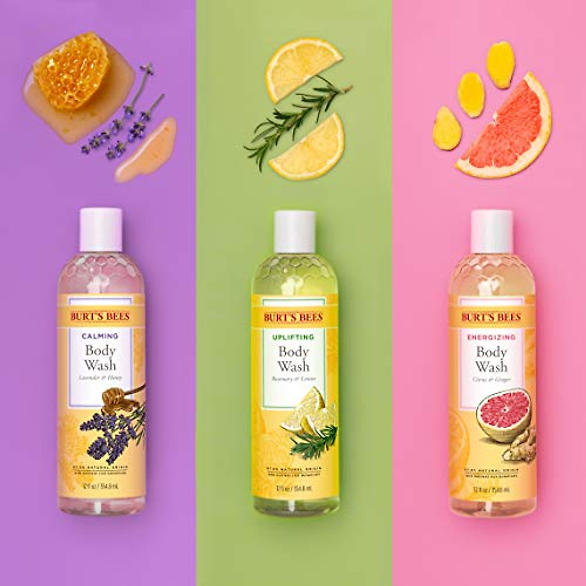 Burts Bees Rosemary & Lemon Body Wash, 12 Oz - Pack of 3 (Package May Vary)