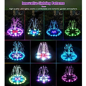 SZMP Solar Fountain 4W Bird Bath Fountains 2024 Upgraded 60LED Lights, Solar Powered Fountain Pump Built-in 4000 Battery with 7 Nozzle & 4 Fixer, Solar Water Fountain for Garden, Bird Bath, Pool, Pond