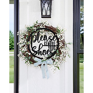 Please Remove Your Shoes Sign Metal Sign Rustic Funny Take your Shoes Off Porch Hanging Sign Round Hanger Wall Decorations for Living Room, Entryway, Door Hanger Farmhouse Porch Decor