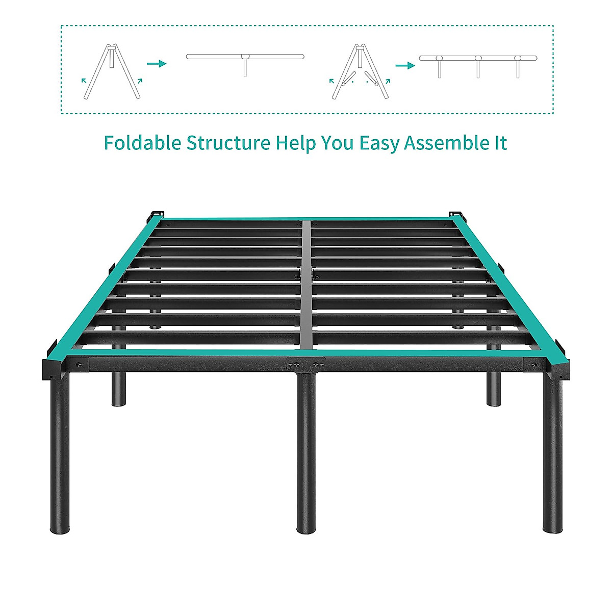 HAAGEEP 20 Inch Tall Platform Bed Frame Full Size Metal Bedframe No Box Spring Needed Heavy Duty Mattress Frames High