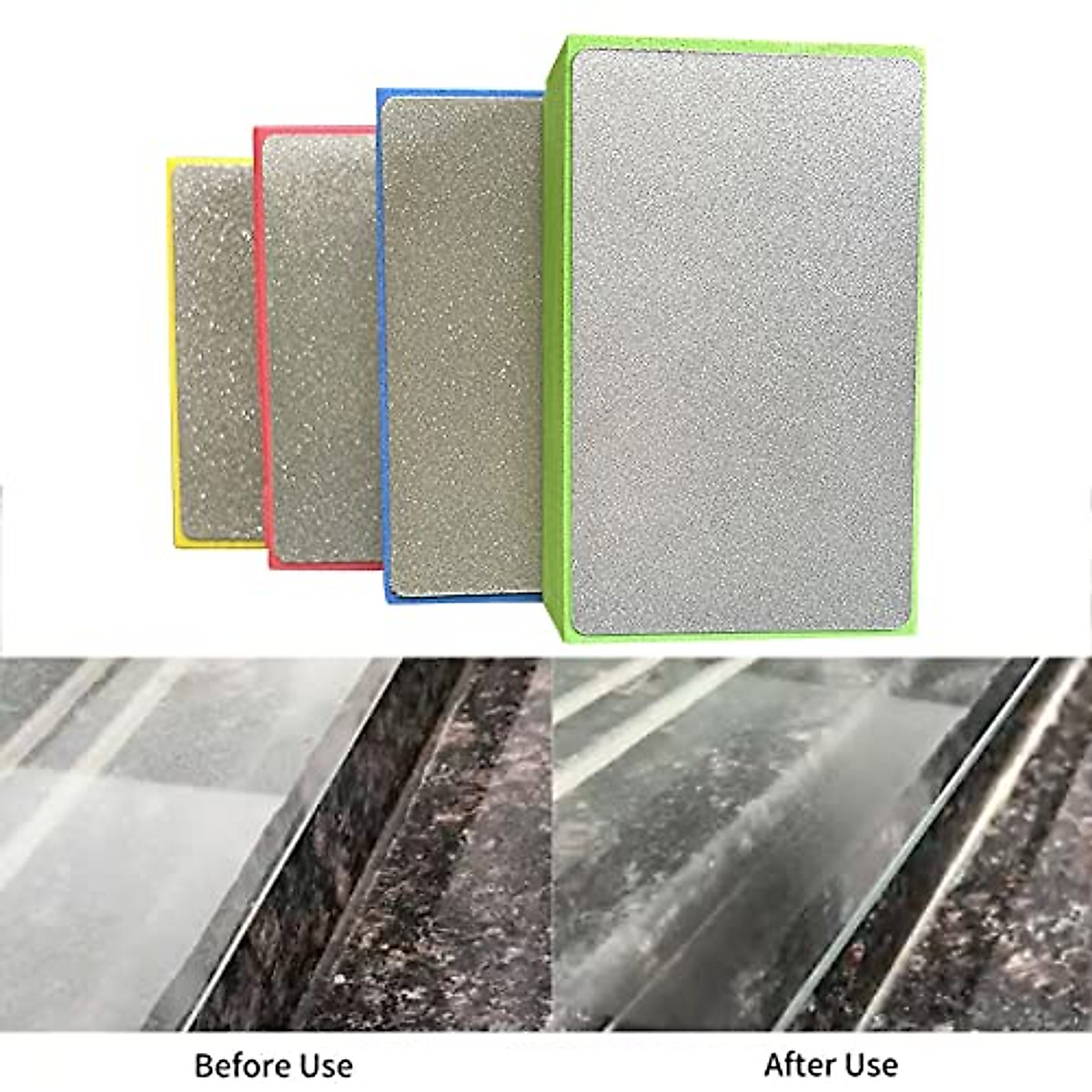 CALIDAKA 4pcs Diamond Hand Polishing Pads Diamond Sanding Block Kit Glass Grinding Pads for Sanding Concrete Glass Stone Granite Marble 60#,100#,200#,400#(as Shown)