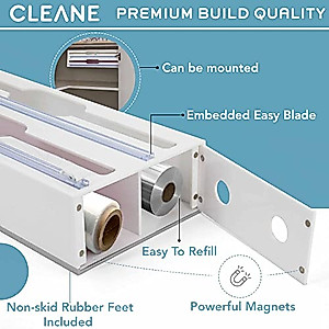 Plastic Wrap Dispenser with Cutter - Aluminum Foil Organization and Storage 2-in-1 Parchment Paper and Plastic Wrap Organizer - Saran Wrap Dispenser for Kitchen Drawer - Compatible with 13 inch Roll