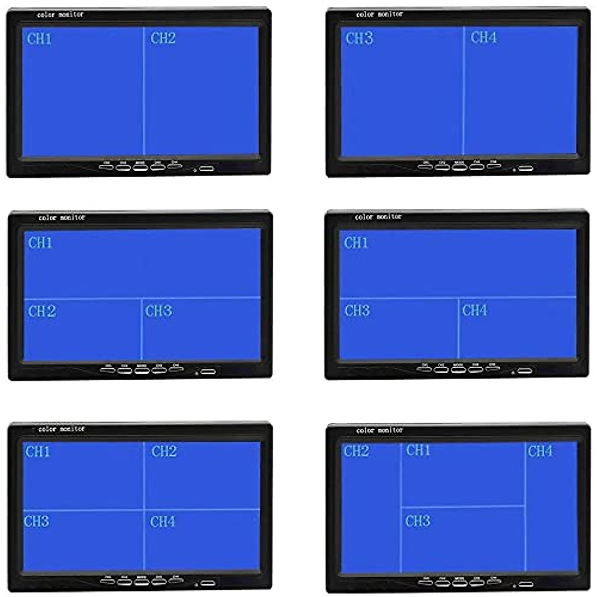 Backup Camera Kit 7 inch 4-Spilt Monitor Rear View Cameras with IP 67 Waterproof 18 IR Night Vision Car Camera for Tucks, RVs,Trailers,Bus,Vans + 4pcs 10m/393.7inch Cables