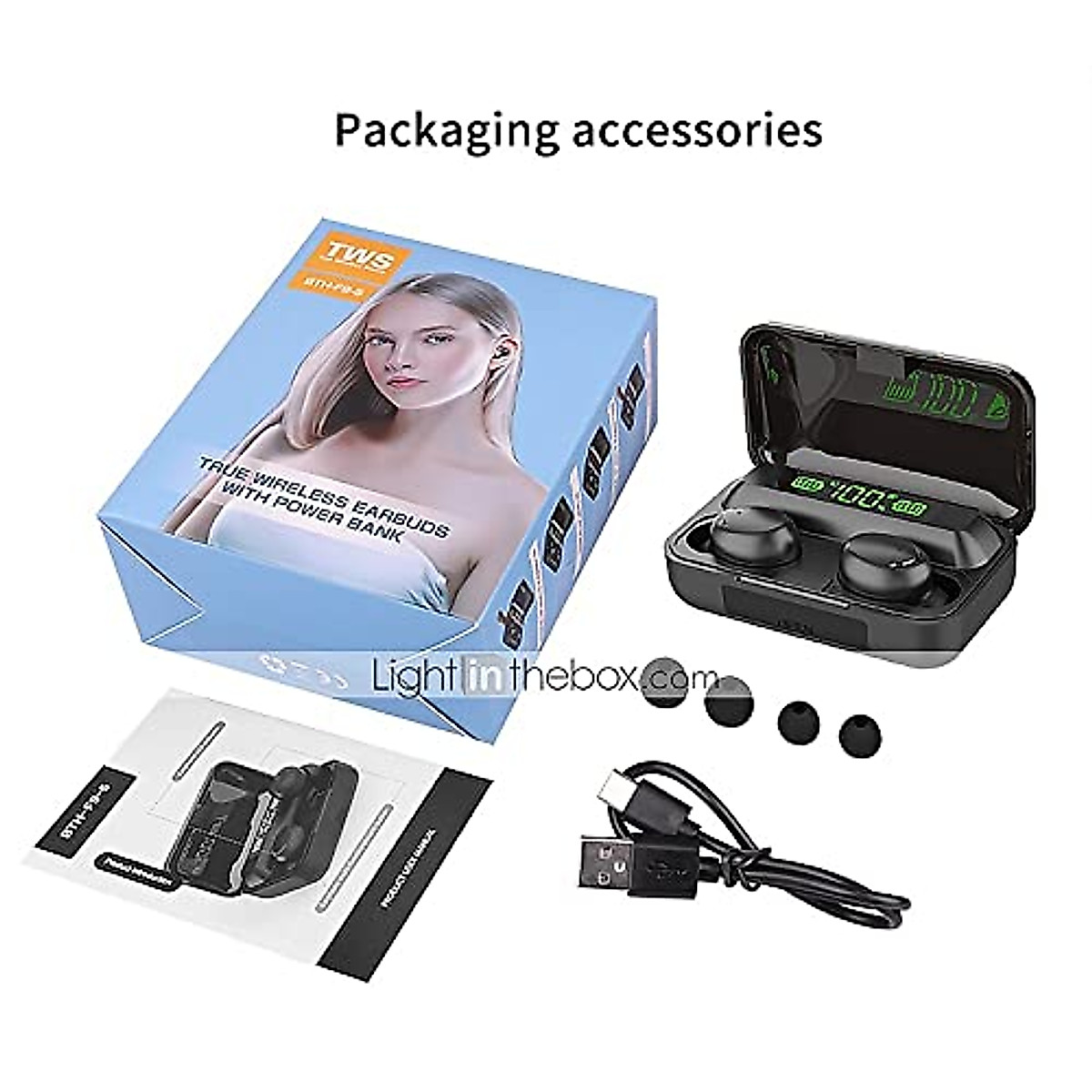 TWS F9, Bluetooth Earphones (Black). Touch Access Wireless & Bluetooth. Android & iPhone, Great Sound/Bass. USB Cable & Chargeable Case. Extra Buds Included. Good for Travel, Gym, All The Above.