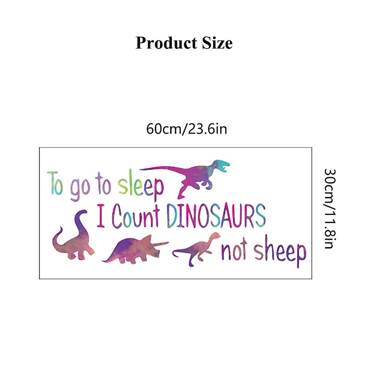 Dinosaur Wall Quote Decals to Go to Sleep I Count Dinosaurs Not Sheep Wall Decor Sticker Watercolor Dino Bedroom Wall Saying ( Real Peel and Stick)