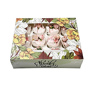 Thanksgiving 12 Cupcake Containers 16-Packs Cupcake Box Cupcakes Carrier, 12 Cupcake Boxes with Window 13"x10"x3.5"