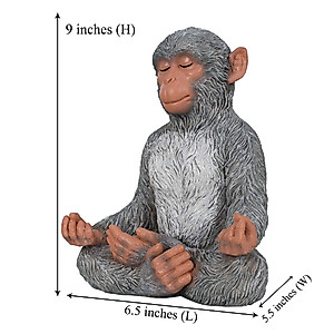 mildahjoy Meditating Zen Yoga Monkey Garden Decorations Statues Indoor Outdoor Hand Painted Resin Animal Yoga Figurine in Zen Meditation Lotus Pose - 9 Inch Tall